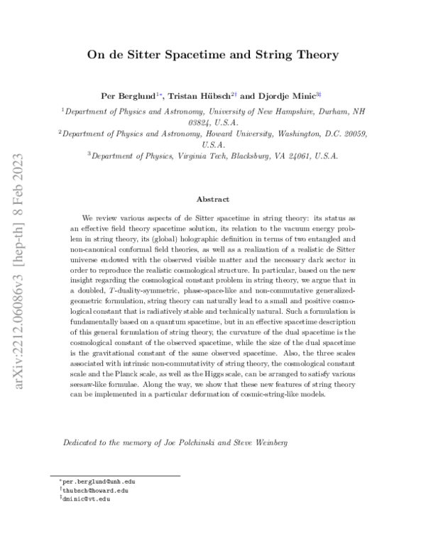 (PDF) On de Sitter Spacetime and String Theory