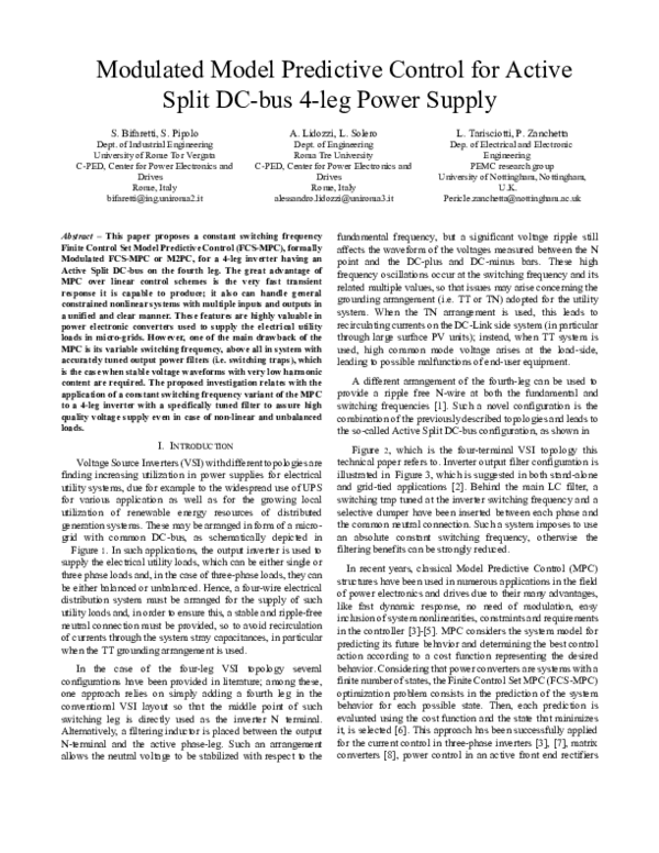 (PDF) Modulated model predictive control for active split DC-bus 4-leg power supply