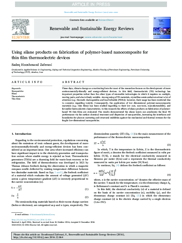 (PDF) Using silane products on fabrication of polymer-based nanocomposite for thin film ...