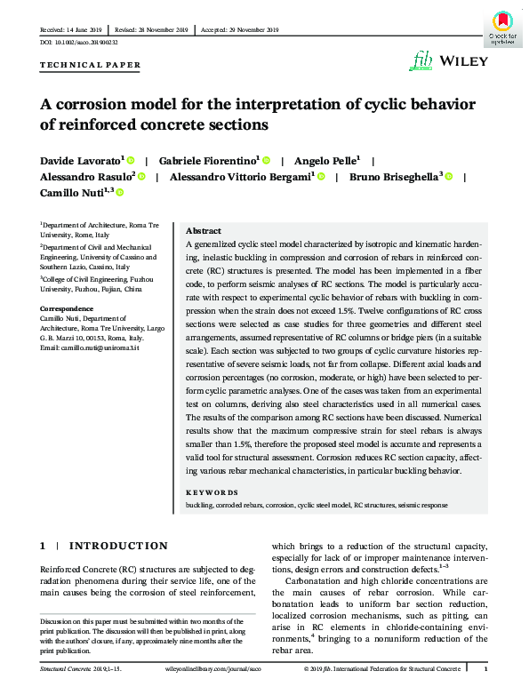 (PDF) A corrosion model for the interpretation of cyclic behavior of reinforced concrete sections