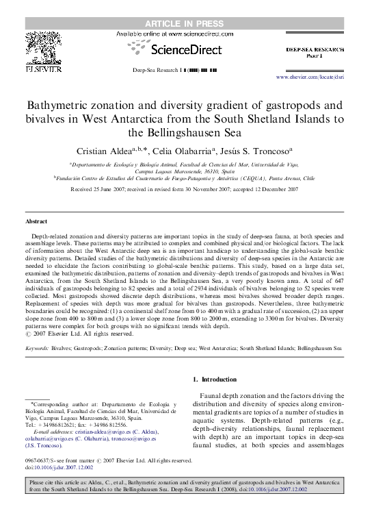 (PDF) Bathymetric zonation and diversity gradient of gastropods and ...