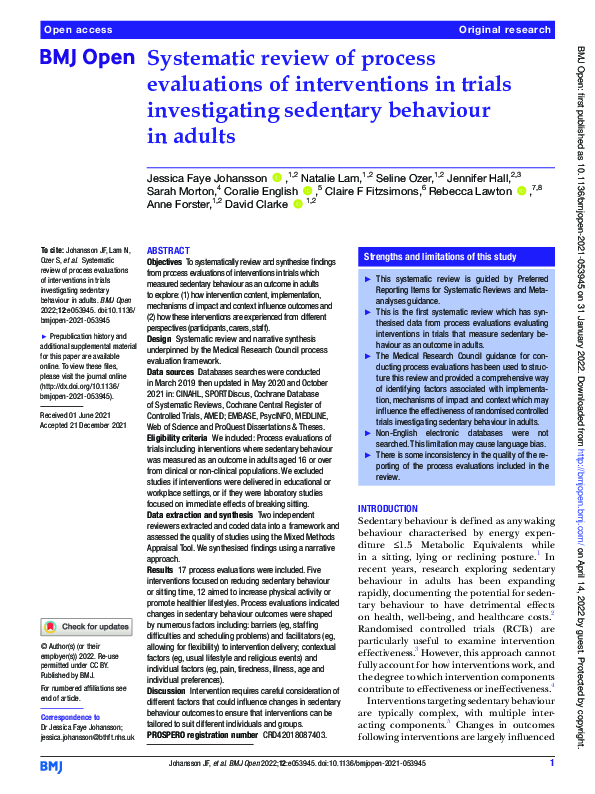 (PDF) Systematic review of process evaluations of interventions in trials investigating ...