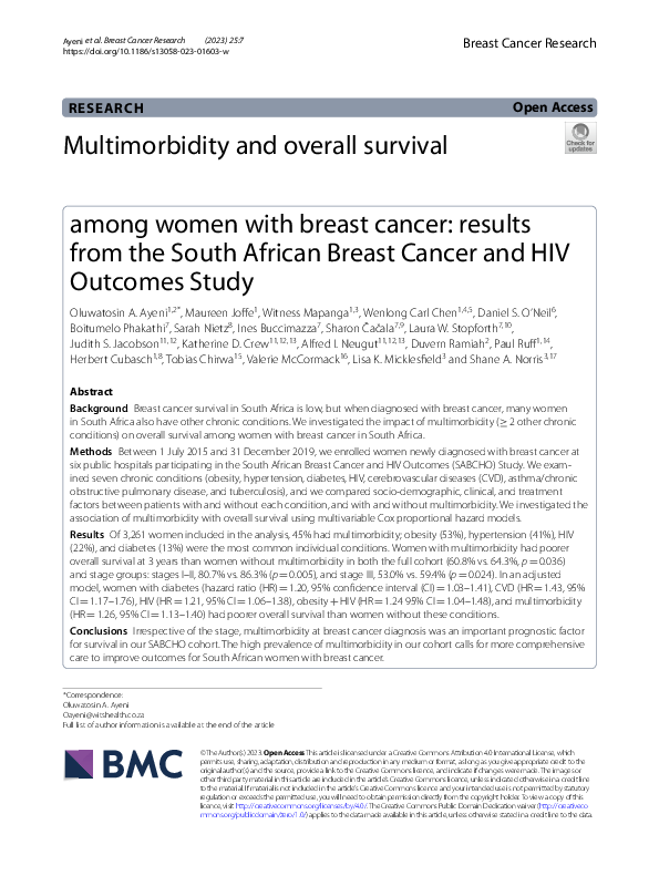(PDF) Multimorbidity and overall survival among women with breast ...
