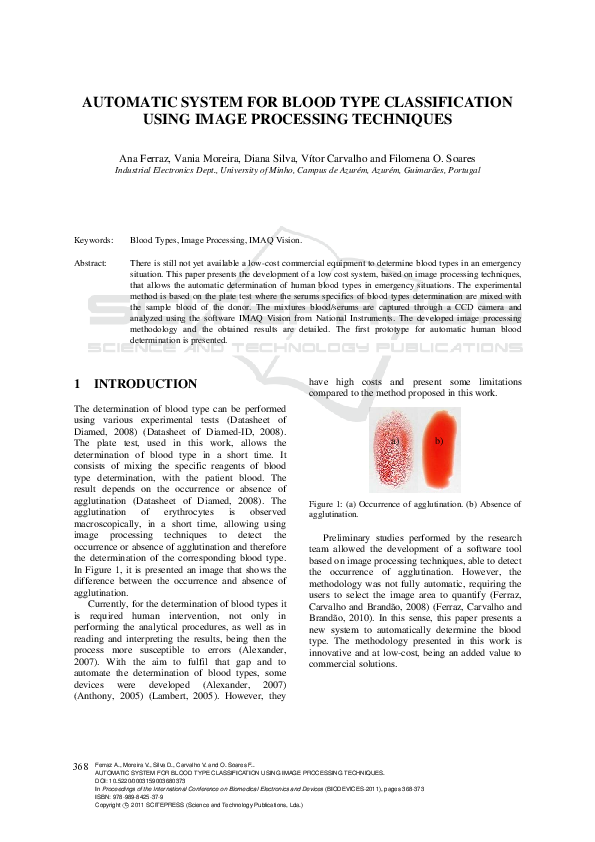(PDF) Automatic System for Blood Type Classification Using Image Processing Techniques | Ana ...