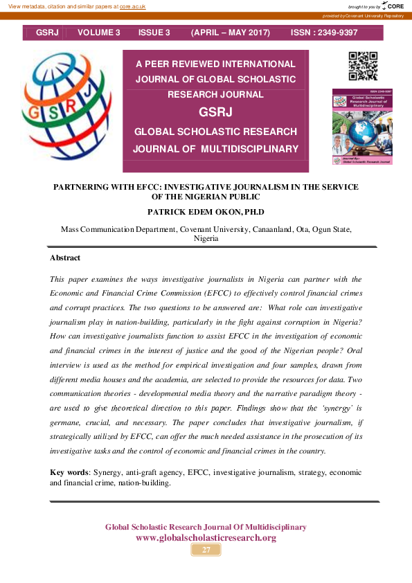 (PDF) Partnering with EFCC: Investigative Journalism in the Service of ...