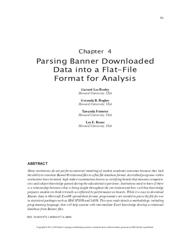 (PDF) Parsing Banner Downloaded Data into a Flat-File Format for Analysis