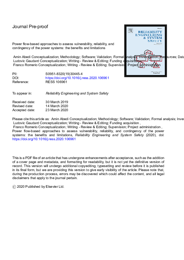 (PDF) Power flow-based approaches to assess vulnerability, reliability ...