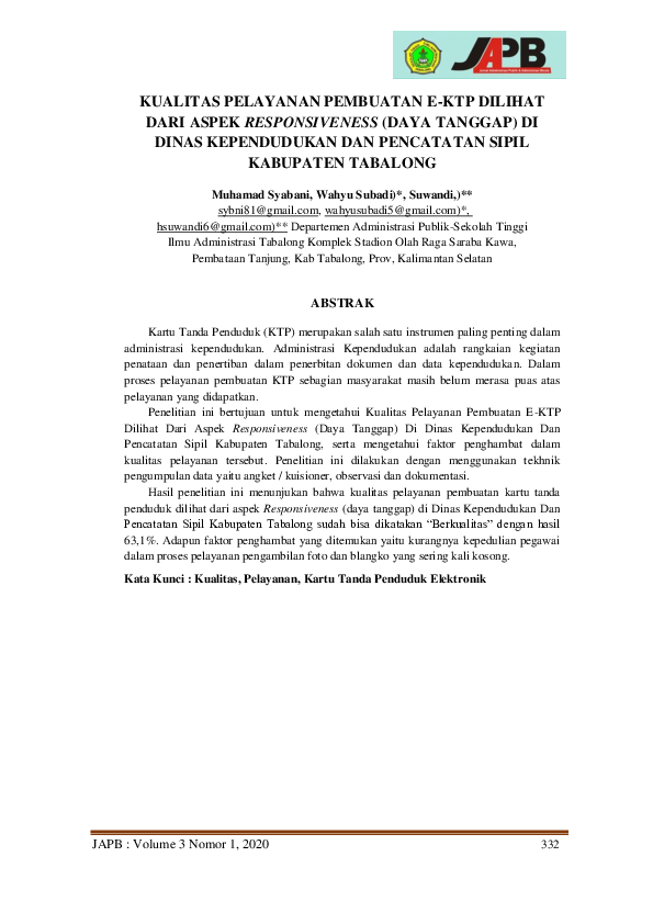 (PDF) Kualitas Pelayanan Pembuatan E-KTP Dilihat Dari Aspek ...