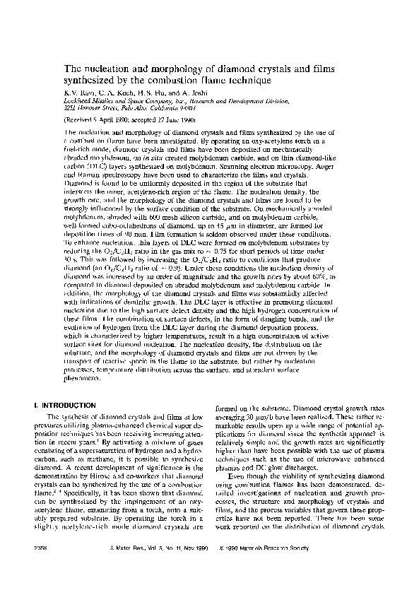 (PDF) The nucleation and morphology of diamond crystals and films ...