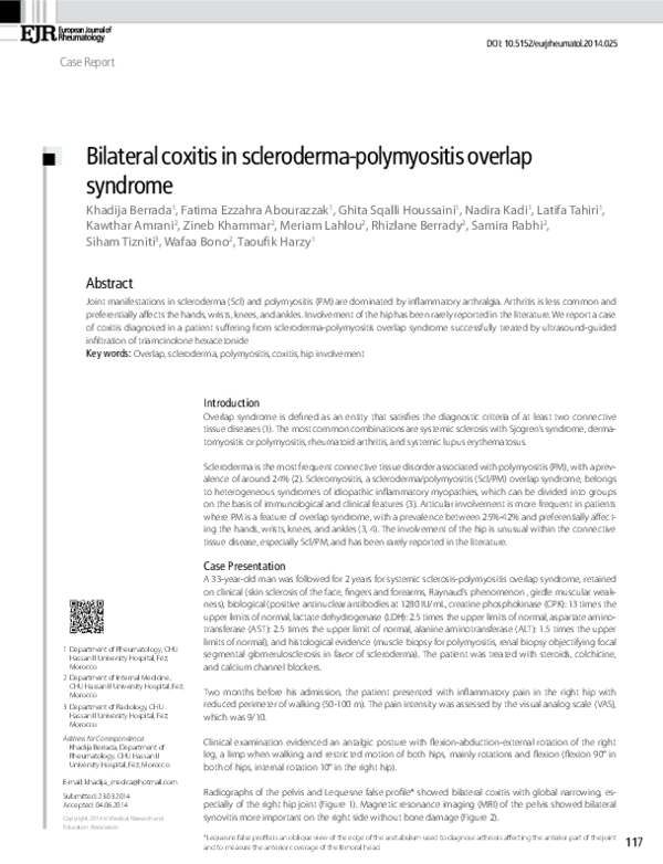 (PDF) Bilateral coxitis in scleroderma-polymyositis overlap syndrome