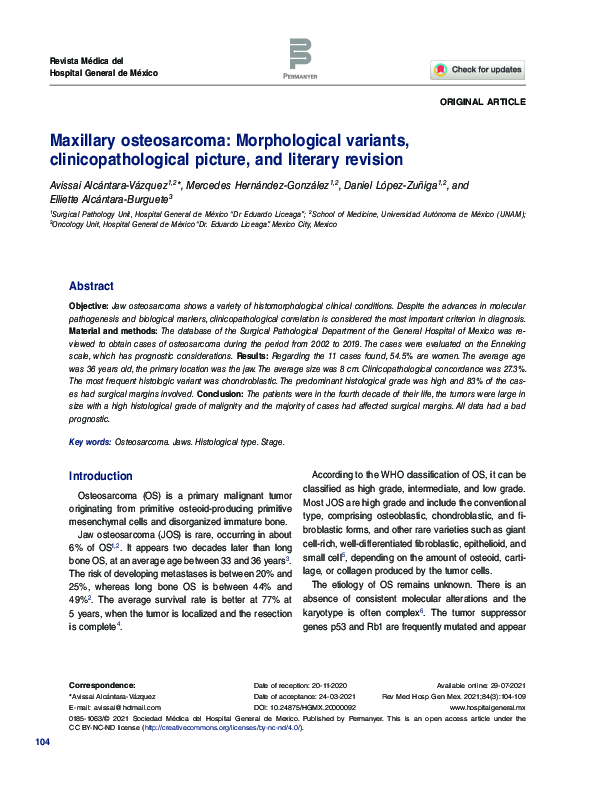 (PDF) Maxillary osteosarcoma: Morphological variants ...