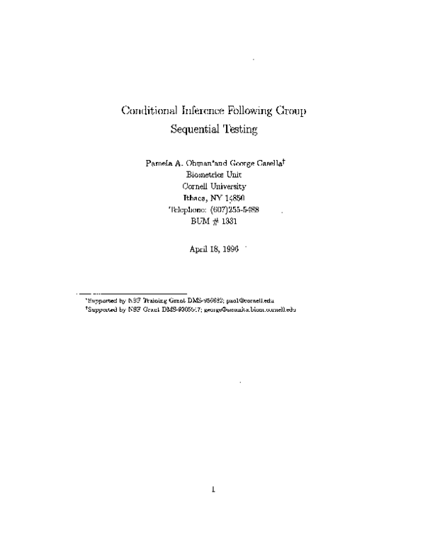 (PDF) Conditional Inference in Sequential Testing