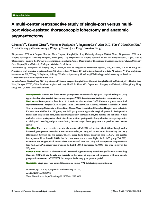 (PDF) A multi-center retrospective study of single-port versus multi ...