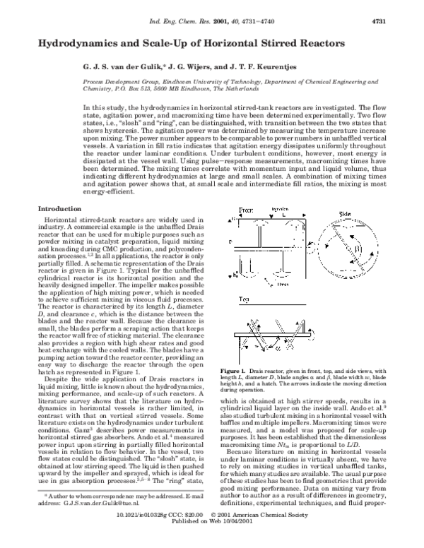 (PDF) Hydrodynamics and Scale-Up of Horizontal Stirred Reactors