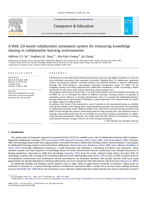 (PDF) A Web 2.0-based collaborative annotation system for enhancing knowledge sharing in ...