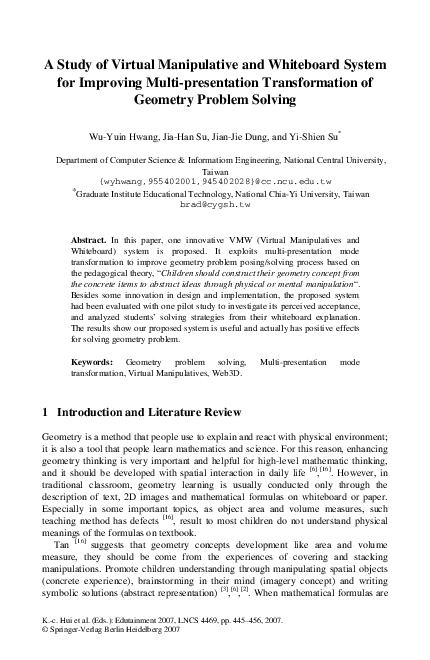(PDF) A Study of Virtual Manipulative and Whiteboard System for ...