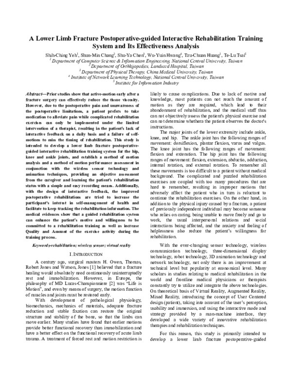 (PDF) A lower limb fracture postoperative-guided interactive rehabilitation training system and ...