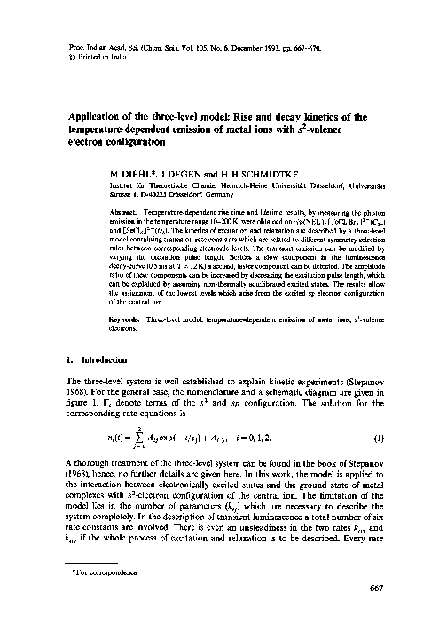 (PDF) Application of the three-level model: Rise and decay kinetics of ...