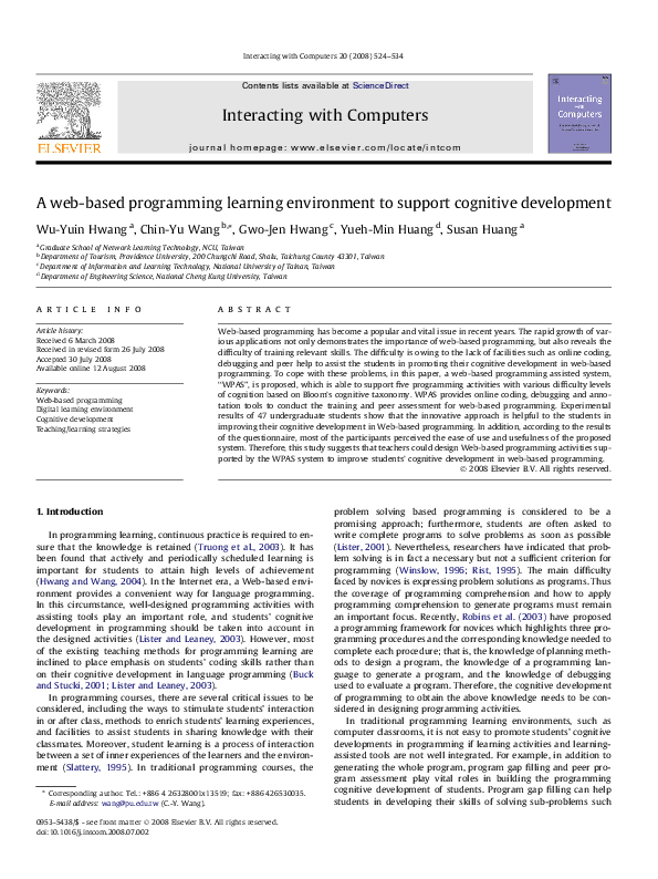 (PDF) A web-based programming learning environment to support cognitive ...