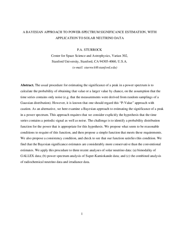 (PDF) A Bayesian approach to power-spectrum significance estimation ...