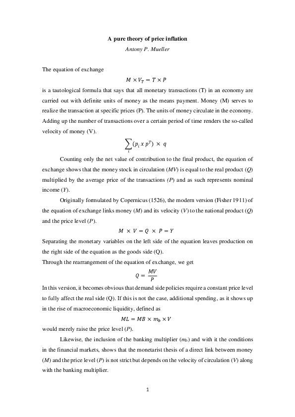 (PDF) A Pure Theory of Price Inflation
