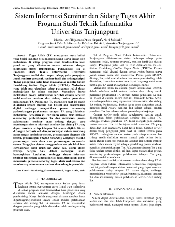 (PDF) Sistem Informasi Seminar dan Sidang Tugas Akhir Program Studi Teknik Informatika ...