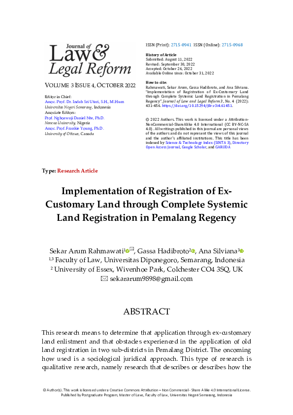 (PDF) Implementation of Registration of Ex-Customary Land through ...