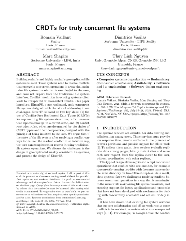 (PDF) CRDTs for truly concurrent file systems