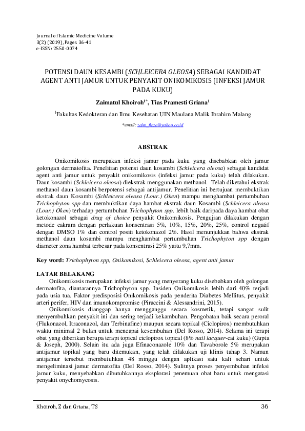 (PDF) Potensi Daun Kesambi (Schleicera Oleosa) Sebagai Kandidat Agent ...