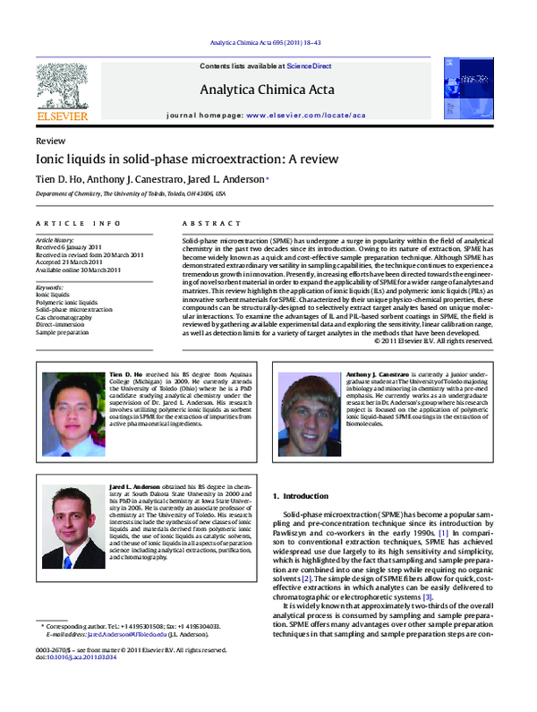 (PDF) Ionic liquids in solid-phase microextraction: A review