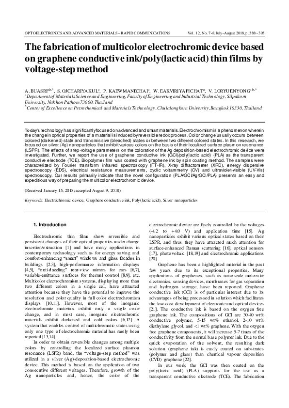 (PDF) The fabrication of multicolor electrochromic device based on ...