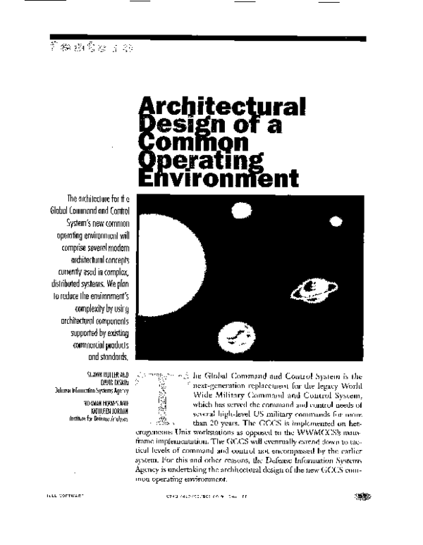 (PDF) Architectural design of a common operating environment