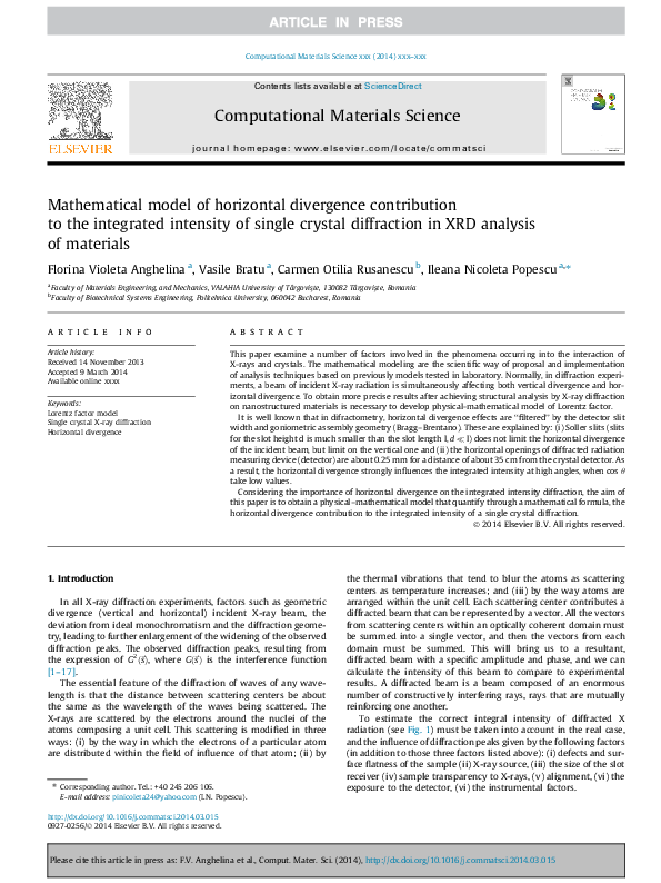 (PDF) Mathematical model of horizontal divergence contribution to the ...