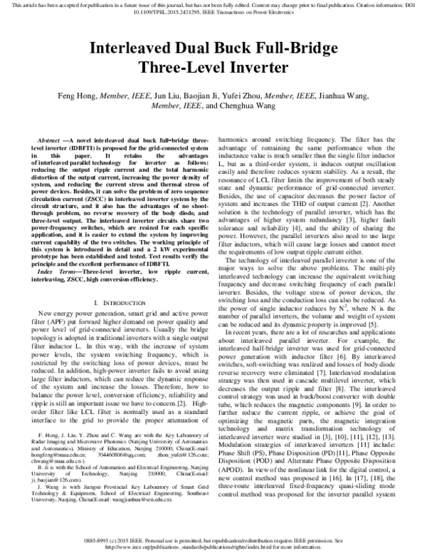 (PDF) Interleaved Dual Buck Full-Bridge Three-Level Inverter