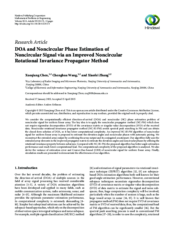 Pdf Doa And Noncircular Phase Estimation Of Noncircular Signal Via An