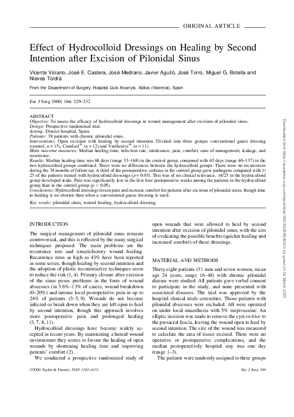 (PDF) Effect of Hydrocolloid Dressings on Healing by Second Intention ...