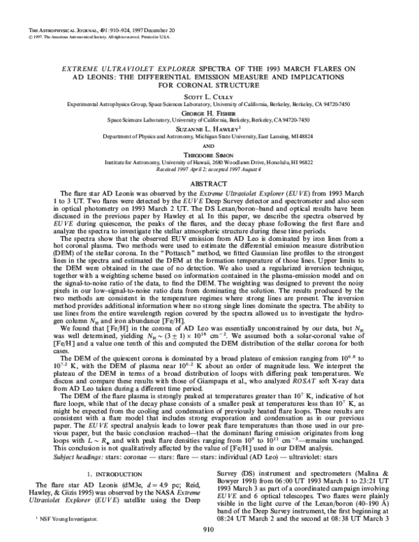 (PDF) Ad Leonis: The Differential Emission Measure and Implications for ...