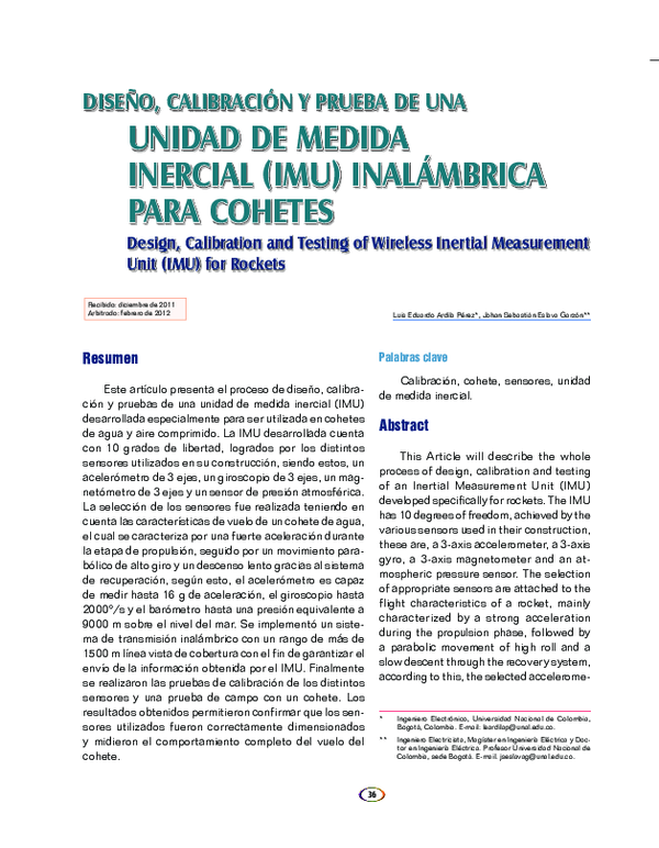 (PDF) DISEÑO, CALIBRACIÓN Y PRUEBA DE UNA UNIDAD DE MEDIDA INERCIAL ...