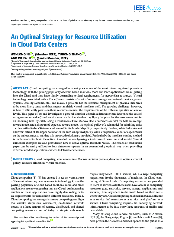 (PDF) An Optimal Strategy for Resource Utilization in Cloud Data Centers