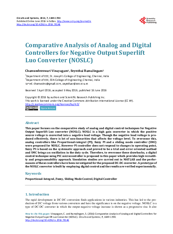 (PDF) Comparative Analysis of Analog and Digital Controllers for ...