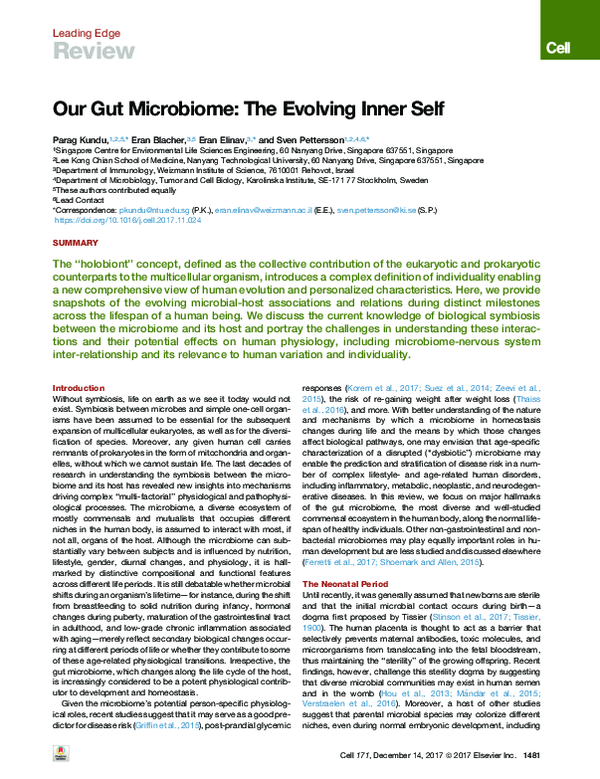 (PDF) Our Gut Microbiome: The Evolving Inner Self | Eran Blacher ...