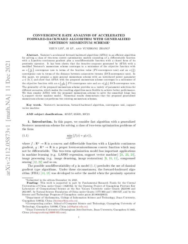 (PDF) Convergence Rate Analysis of Accelerated Forward-Backward ...