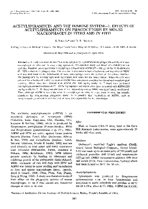 (PDF) Acetylspiramycin and the immune system—I. Effects of ...