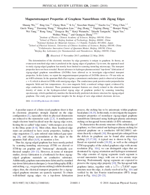 (PDF) Magnetotransport Properties of Graphene Nanoribbons with Zigzag Edges