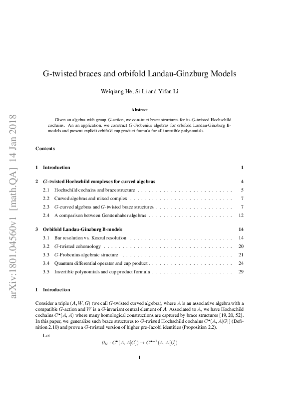 (PDF) G-Twisted Braces and Orbifold Models