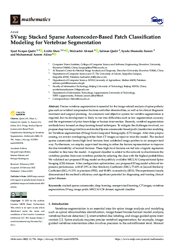 (PDF) SVseg: Stacked Sparse Autoencoder-Based Patch Classification Modeling for Vertebrae ...