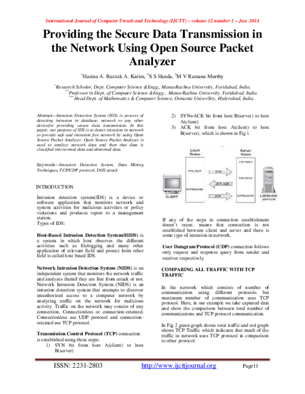 Pdf Providing The Secure Data Transmission In The Network Using Open Source Packet Analyzer