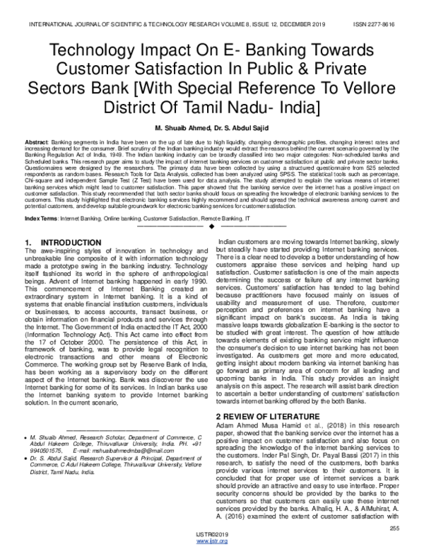 (PDF) Technology Impact On E-Banking Towards Customer Satisfaction In Public & Private Sectors ...