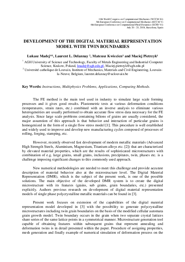(PDF) Development of the Digital Material Representation Model with ...