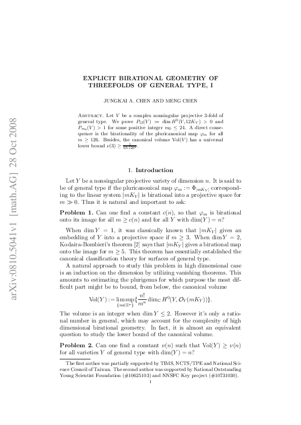 (PDF) Explicit birational geometry of threefolds of general type, I